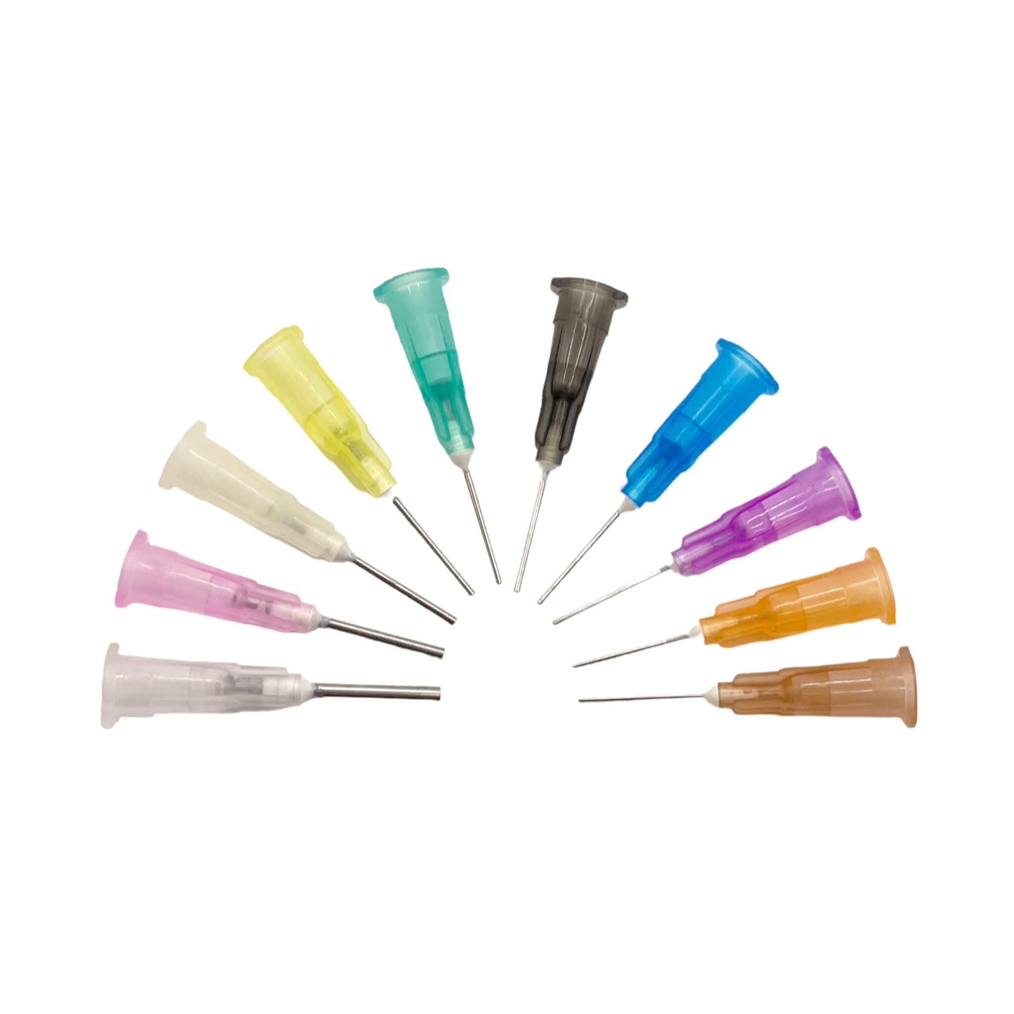 Blunt dosing needles in set